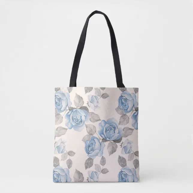 Floral pattern. Vintage blue roses Tote Bag | Zazzle