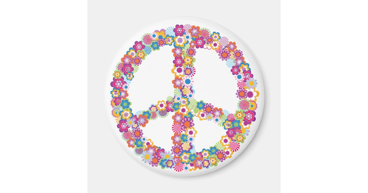 Floral Peace Sign Magnet | Zazzle