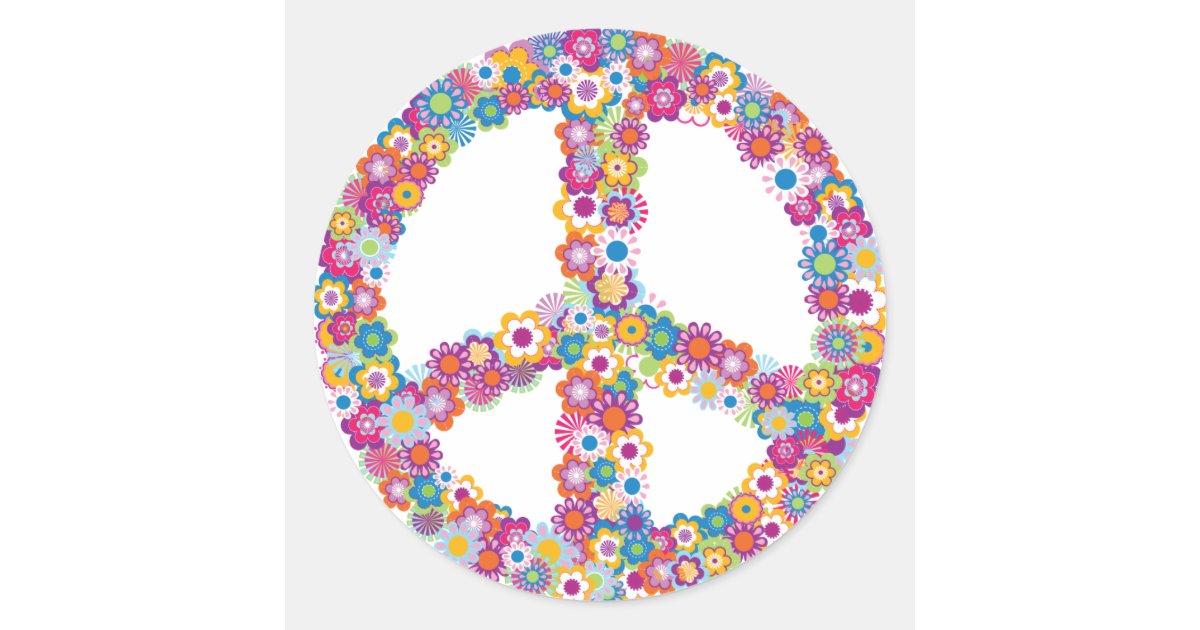 Floral Peace Sign Stickers | Zazzle