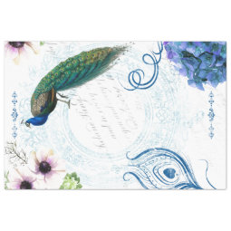 Floral Peacock Decoupage Tissue Paper | Zazzle