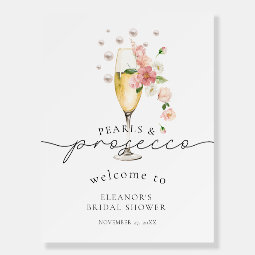 Floral Pearls & Prosecco Bridal Shower Welcome Foam Board | Zazzle