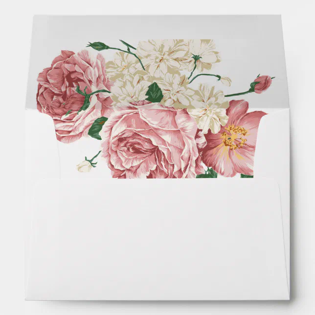 Floral Peonies and Roses 5x7 Invitation Envelope | Zazzle