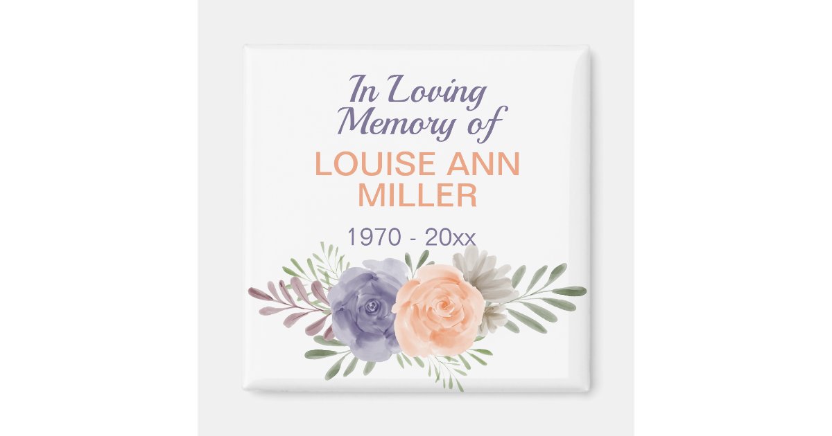 Floral Peony Memorial In Loving Memory Of Magnet | Zazzle