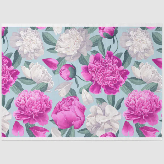 Floral Peony Peonies Flowers Pattern Decoupage Tissue Paper | Zazzle