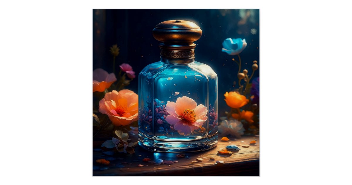 Floral Perfume Bottle Poster | Zazzle