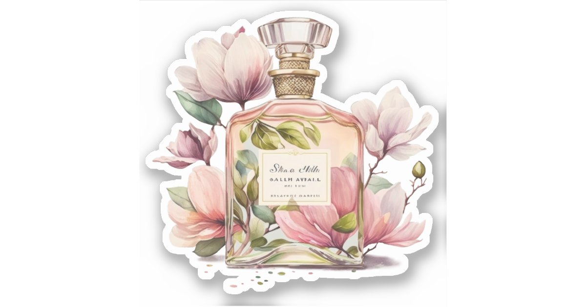 Floral Perfume Bottle Sticker | Zazzle