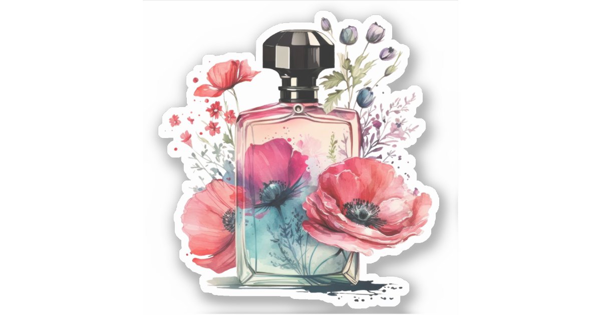 Floral Perfume Bottle Sticker | Zazzle