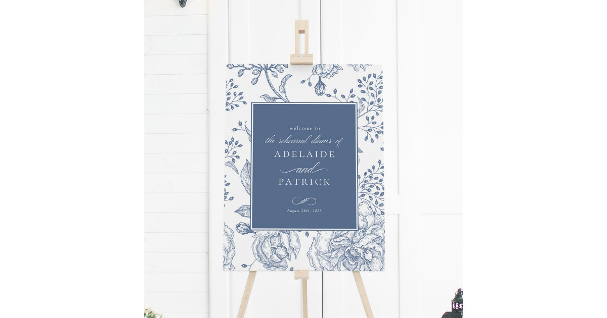 Floral Periwinkle Elegant Rehearsal Dinner Sign | Zazzle