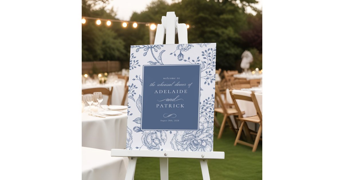 Floral Periwinkle Elegant Rehearsal Dinner Sign | Zazzle