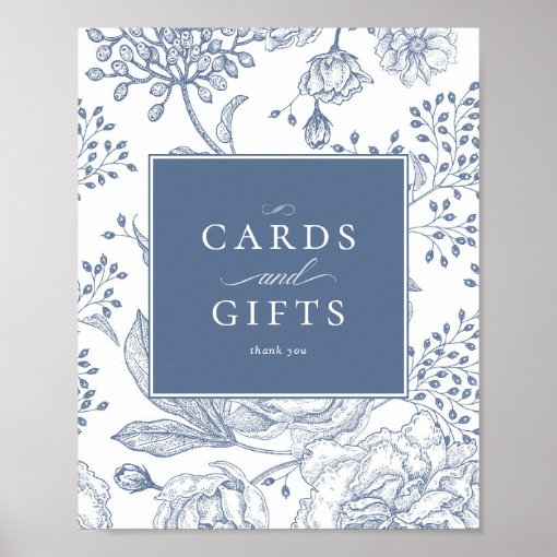 Floral Periwinkle Elegant Wedding Cards Gifts Sign | Zazzle
