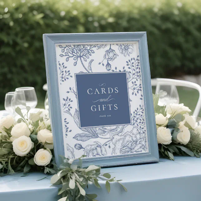 Floral Periwinkle Elegant Wedding Cards Gifts Sign | Zazzle