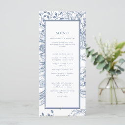 Floral Periwinkle Elegant Wedding Reception Menu | Zazzle