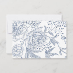 Floral Periwinkle Elegant Wedding RSVP Card | Zazzle