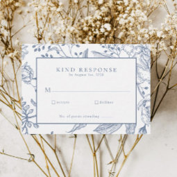 Floral Periwinkle Elegant Wedding RSVP Card | Zazzle
