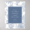 Floral Periwinkle Elegant Wedding Welcome Sign | Zazzle