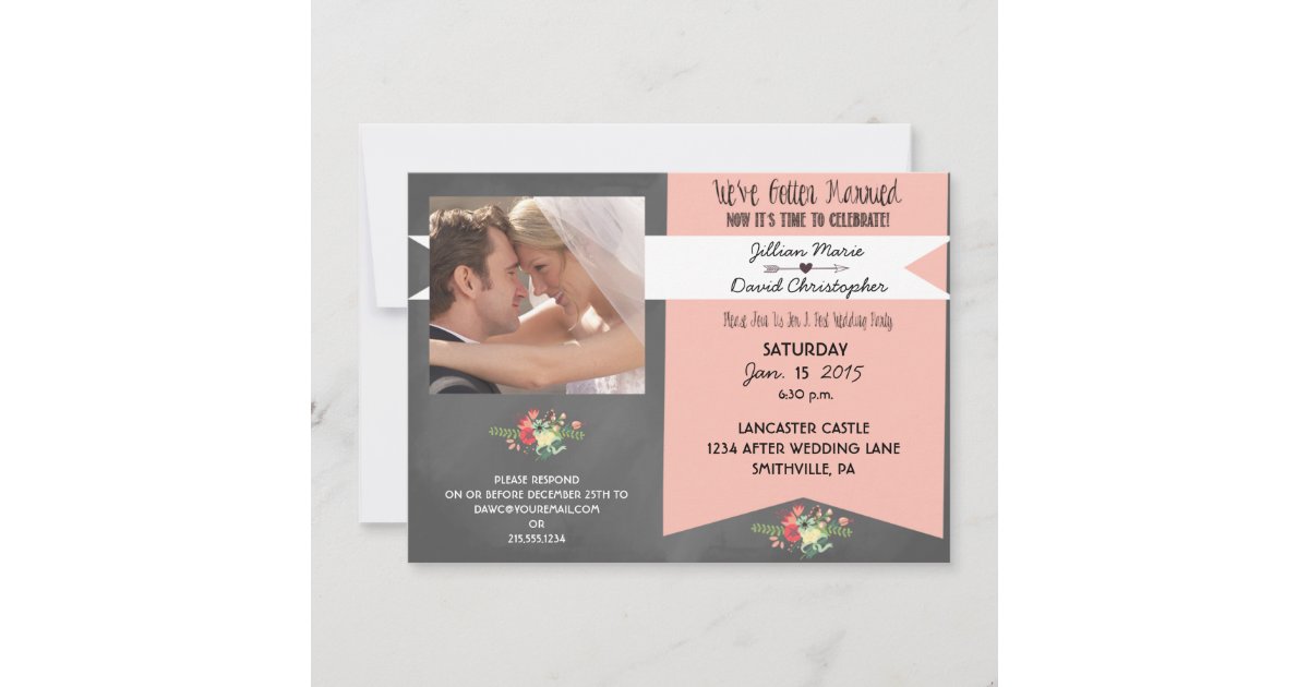 Floral Photo After Wedding Party Invitation | Zazzle