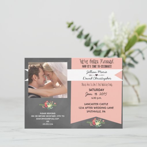 Floral Photo After Wedding Party Invitation | Zazzle