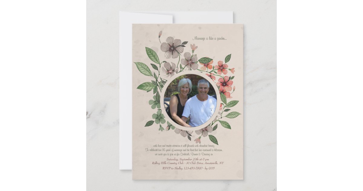 Floral Photo Frame Invitation | Zazzle