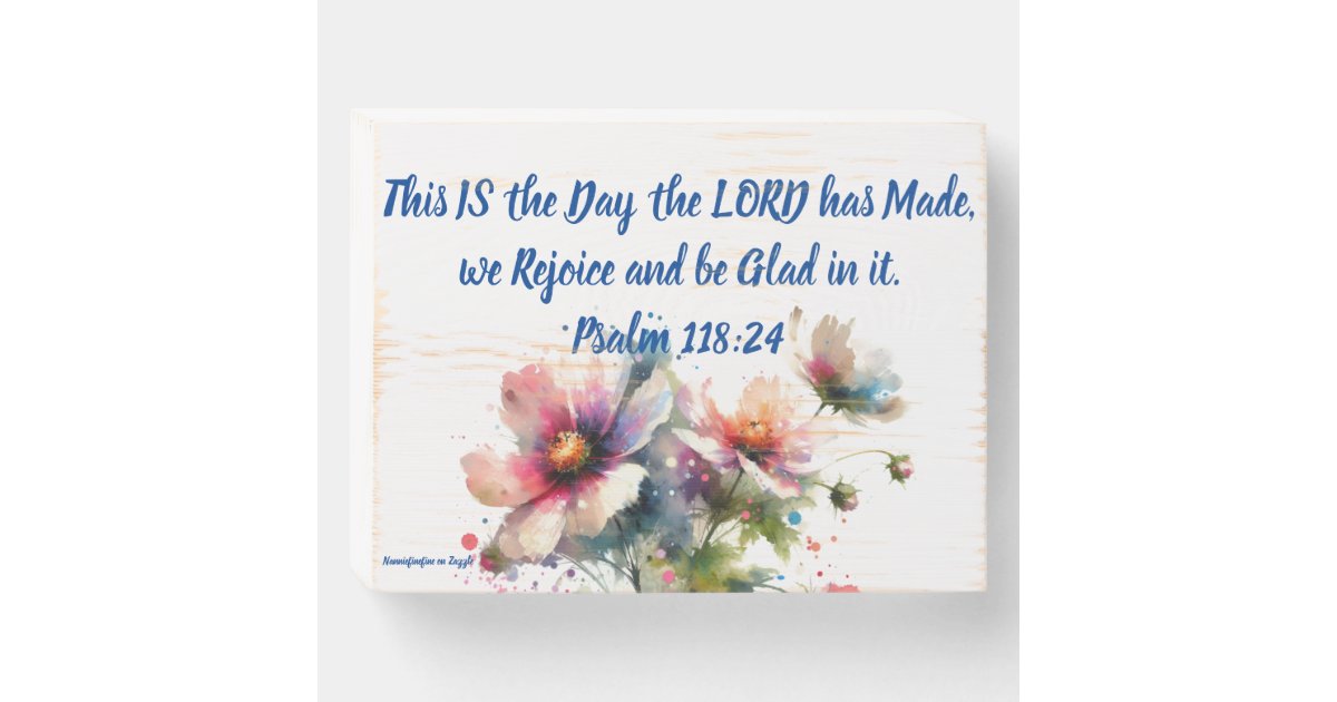 Floral Pink and Indigo Christian Wall Art Wooden Box Sign | Zazzle