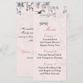 floral pink bird cage, love birds Menu Cards | Zazzle