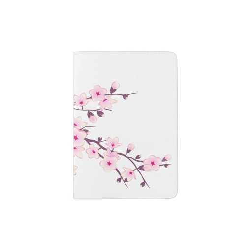 Floral Pink Cherry Blossoms Pink White Passport Holder | Zazzle