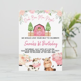 Floral Pink Farm Watercolor Invitation | Zazzle