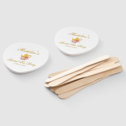 Floral Pink Gold Bridal Shower Tea Party Hand Fan | Zazzle