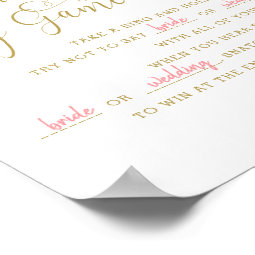 Floral Pink Gold Calligraphy Ring Game Sign | Zazzle