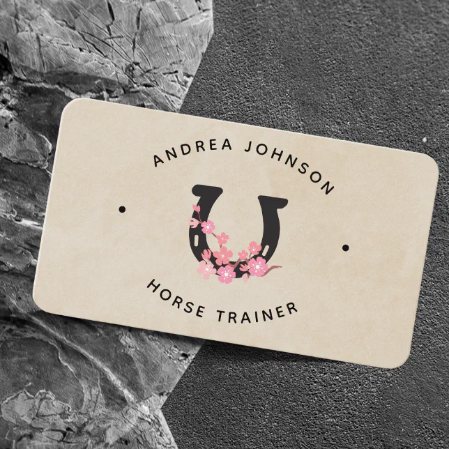 Floral Pink Horseshoe Farm Ranch Riding Instructor Business Card | Zazzle