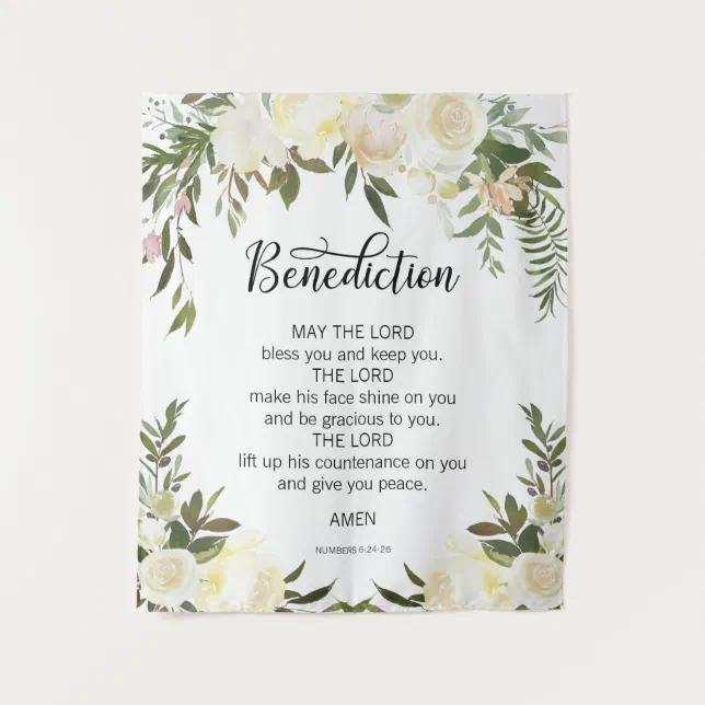 Floral Pink Ivory PRAYER Church Wedding BACKDROP | Zazzle