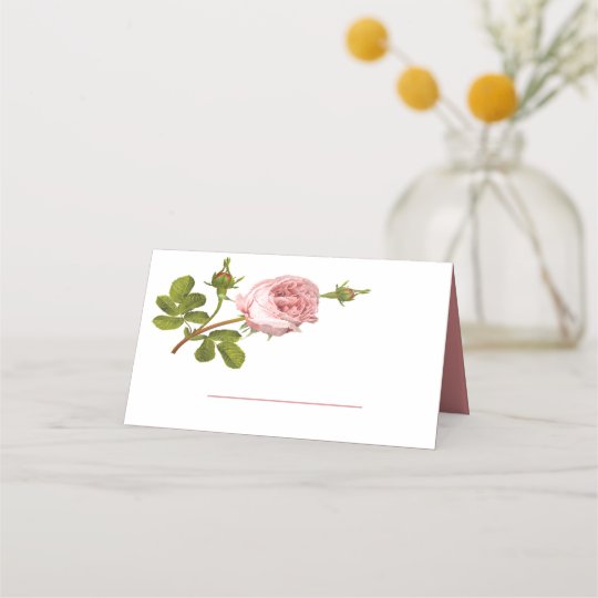 Floral Pink Rose Flower Wedding Party Roses Place Card | Zazzle.com