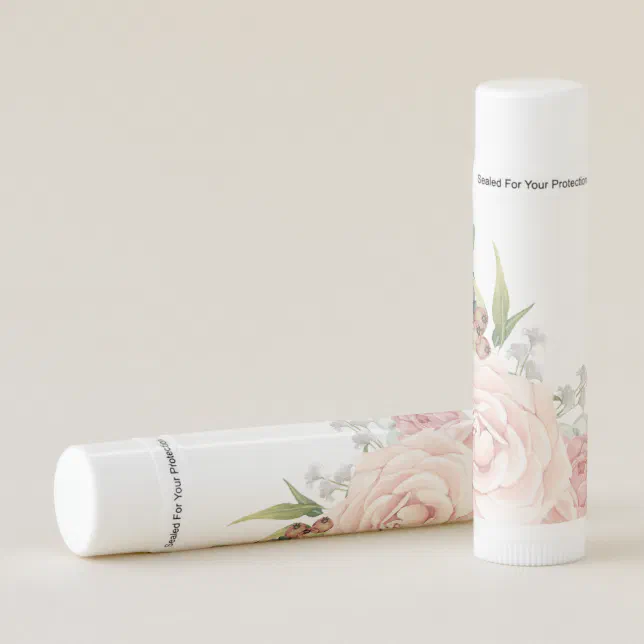 Floral Pink Roses and Greenery Lip Gloss Lip Balm | Zazzle