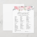 Floral Pink Script Bridal Shower Games Card | Zazzle