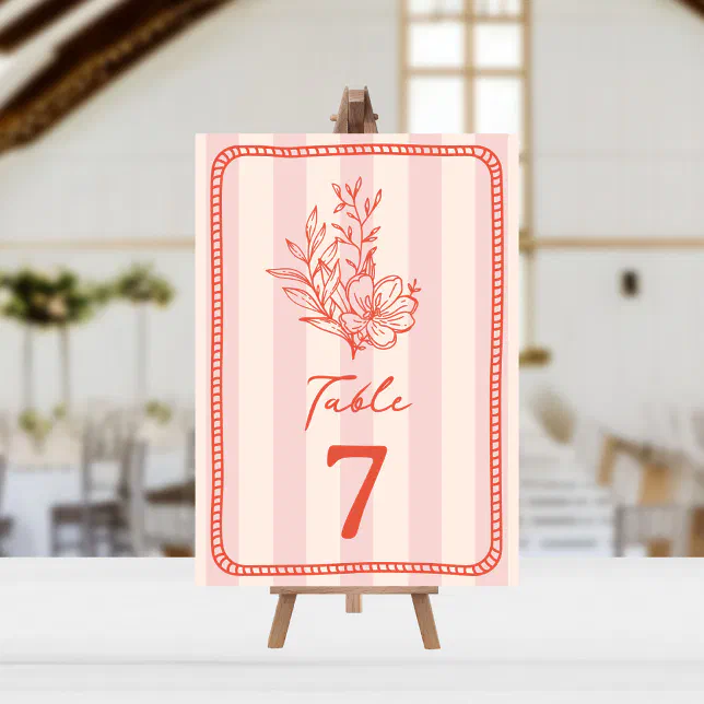 Floral Pink Stripe Wedding Invitation | Zazzle