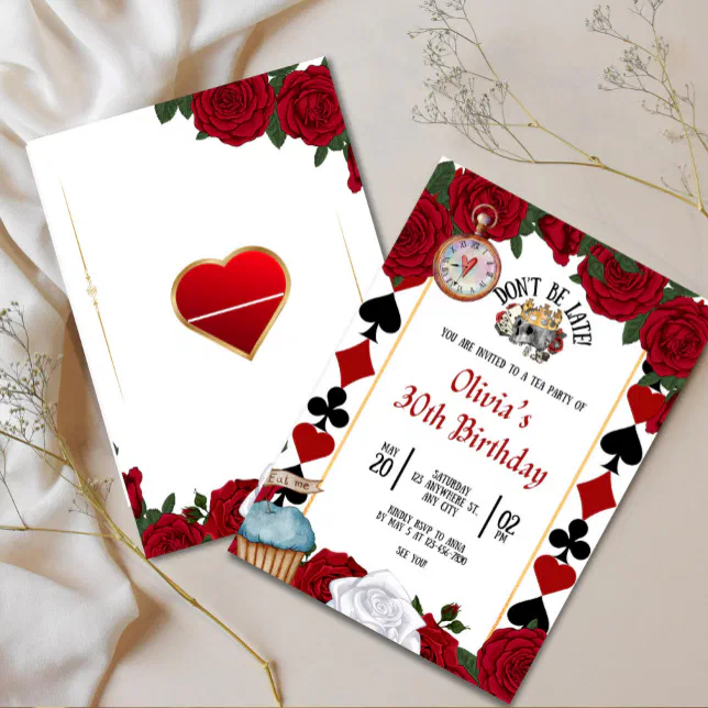 Floral Playing Card Birthday Invitation | Zazzle