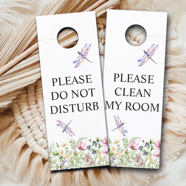 Floral Please do not disturb or Clean my room Door Hanger | Zazzle