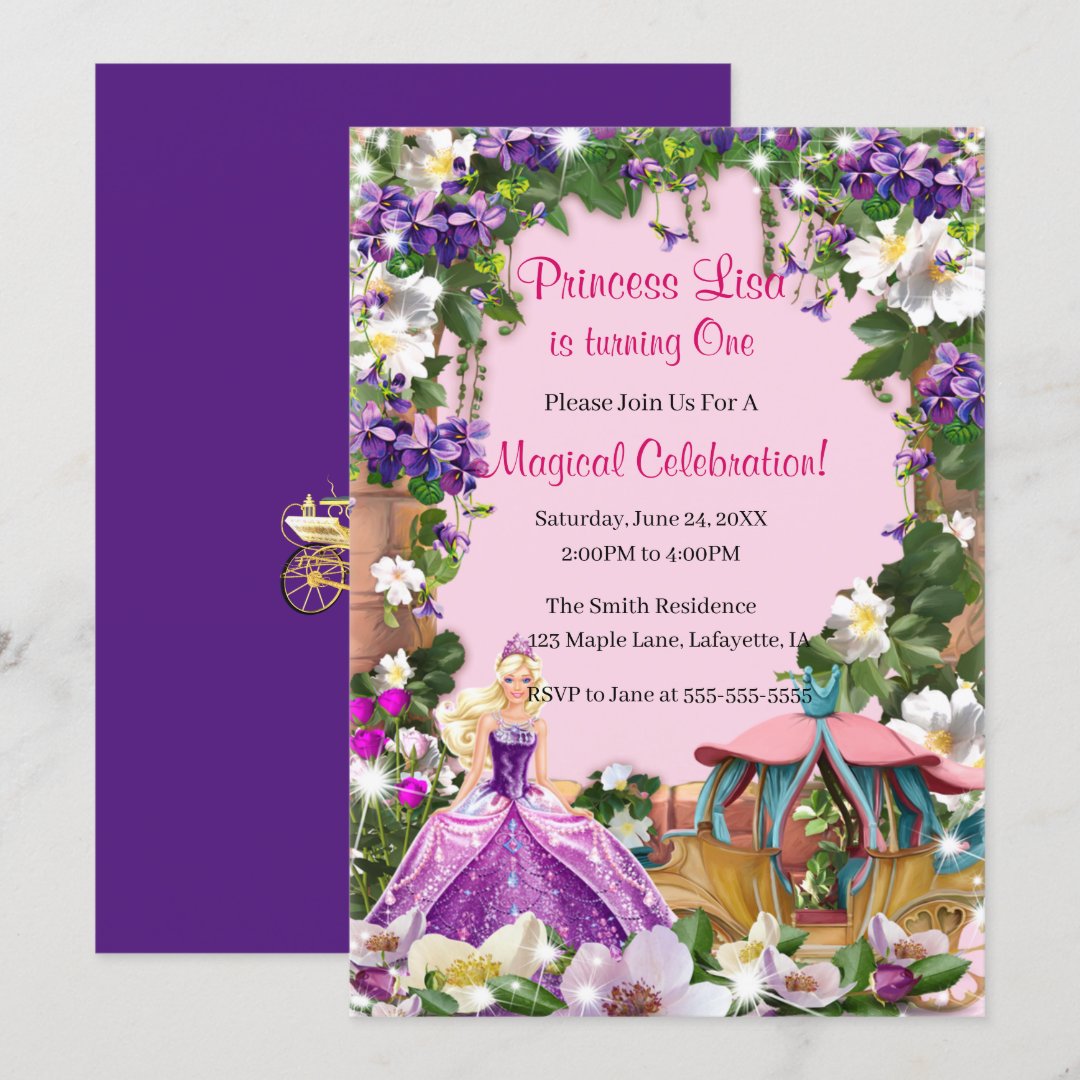 Floral Princess Enchanted Fairy Tale Birthday Invitation | Zazzle