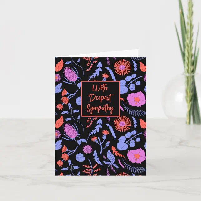 Floral Print Custom Message Inside Sympathy Card | Zazzle