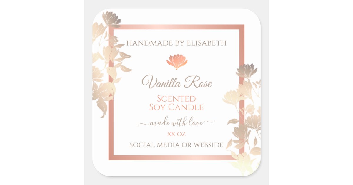Floral Product Packaging Labels White Rose Gold | Zazzle