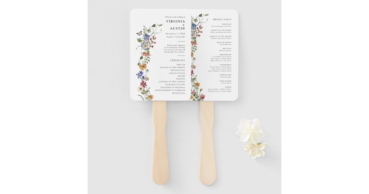 Floral Program Hand Fans | Zazzle