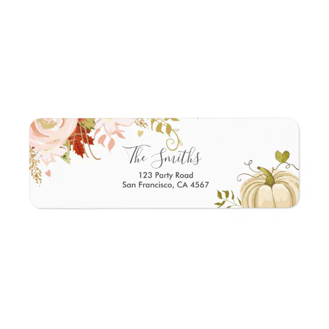 Floral Pumpkin Address Labels Fall Autumn Neutral | Zazzle