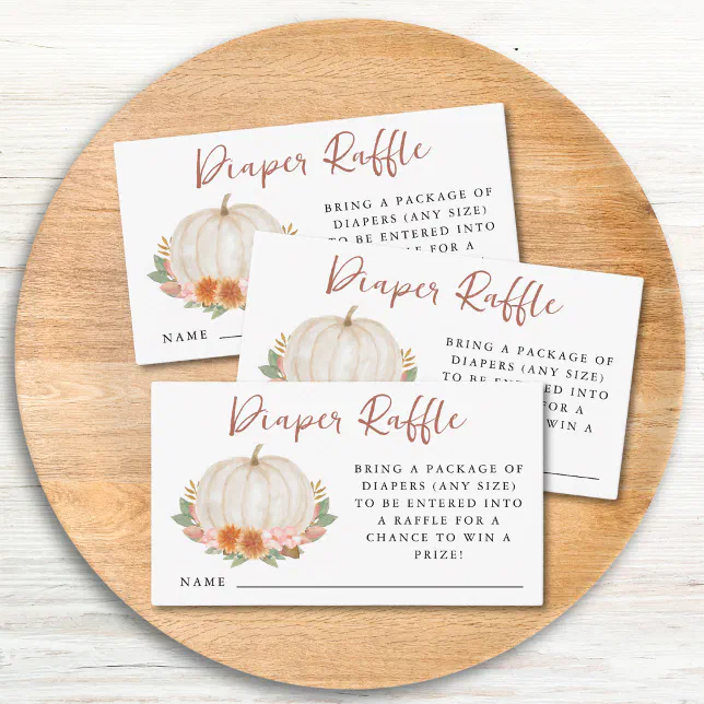 Floral Pumpkin Diaper Raffle Enclosure Card | Zazzle