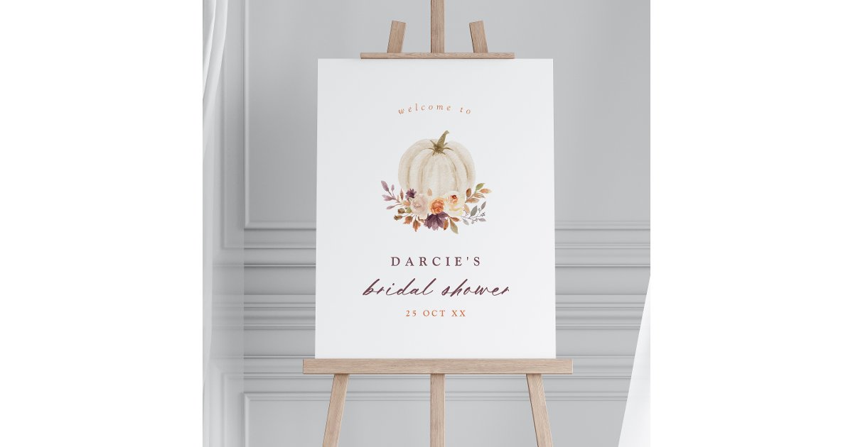 Floral Pumpkin Plum Bridal Shower Welcome Foam Boa Foam Board | Zazzle