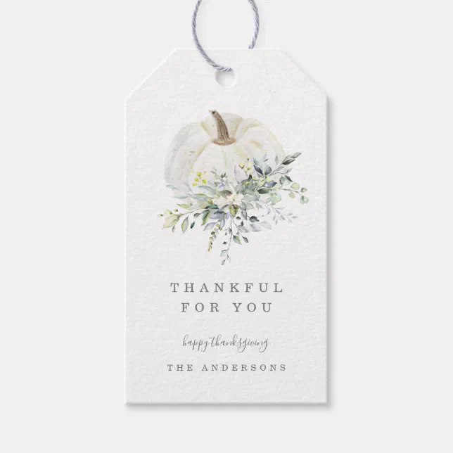 Floral Pumpkin Thanksgiving Thank You Tag | Zazzle