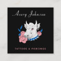 Floral Punk Rock Cow Tattoo Artist Social Media Square Business Card ...