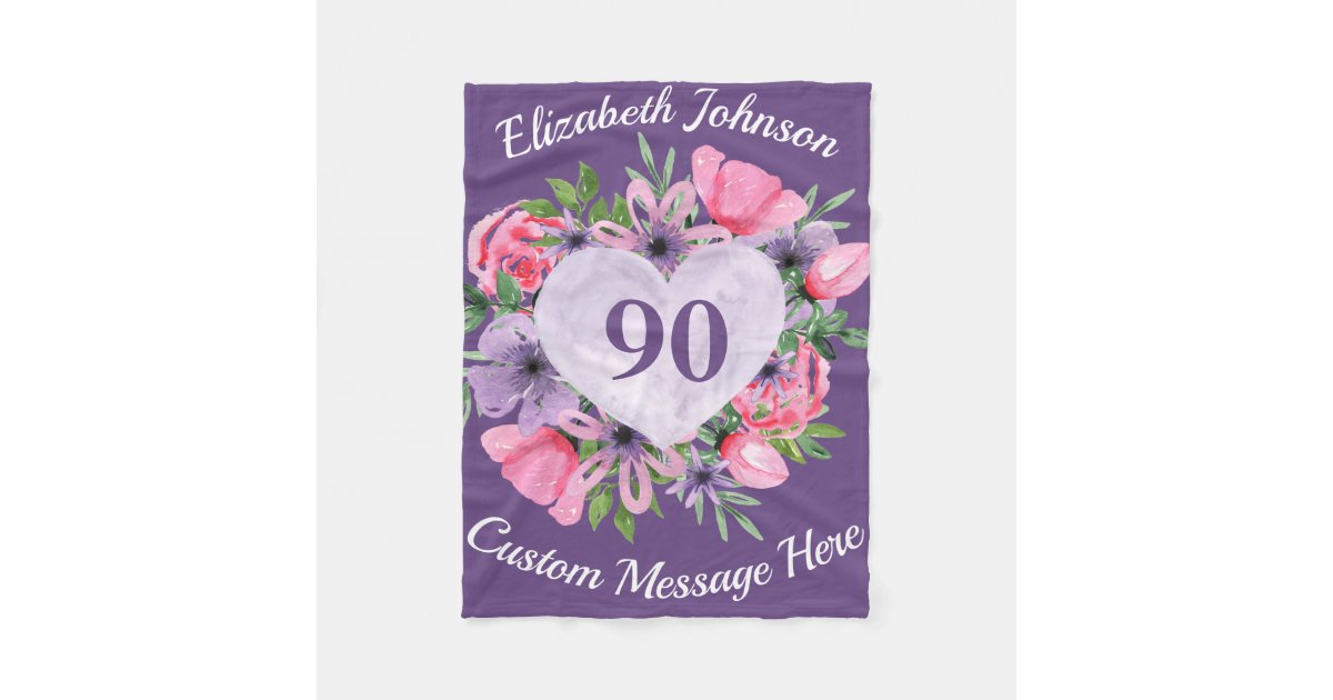Floral Purple 90th Birthday Blanket for Women | Zazzle