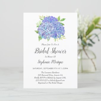 Floral Purple Hydrangea Bouquet Bridal Shower Invitation | Zazzle