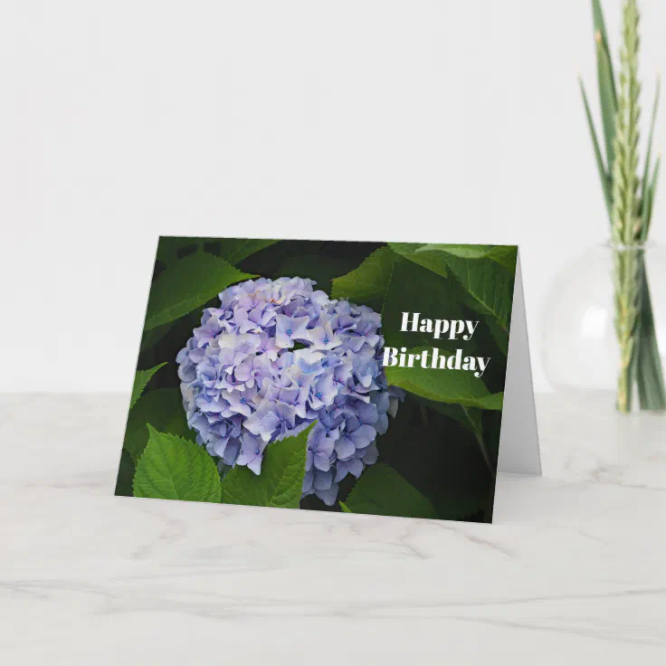 Floral Purple Hydrangea Photo Birthday Card | Zazzle