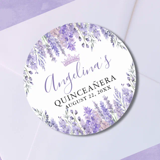 Floral Purple Quinceanera Classic Round Sticker | Zazzle