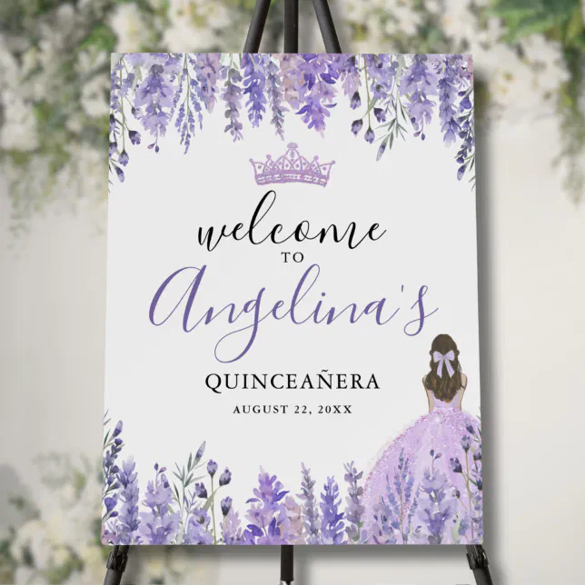 Floral Purple Quinceanera Welcome Sign | Zazzle